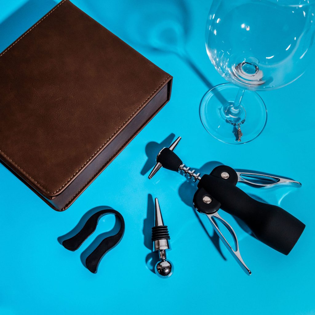 Personalized Wine Set - Brown Leather - Group Therapy Wine